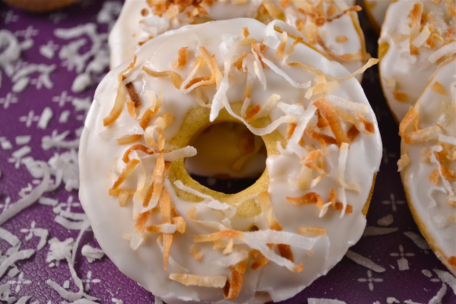 Oishii Treats: Baked Kiwi Mango Donuts w/ a Toasted Coconut Glaze