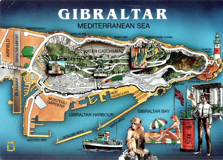 Postcards of Nations: Gibraltar map