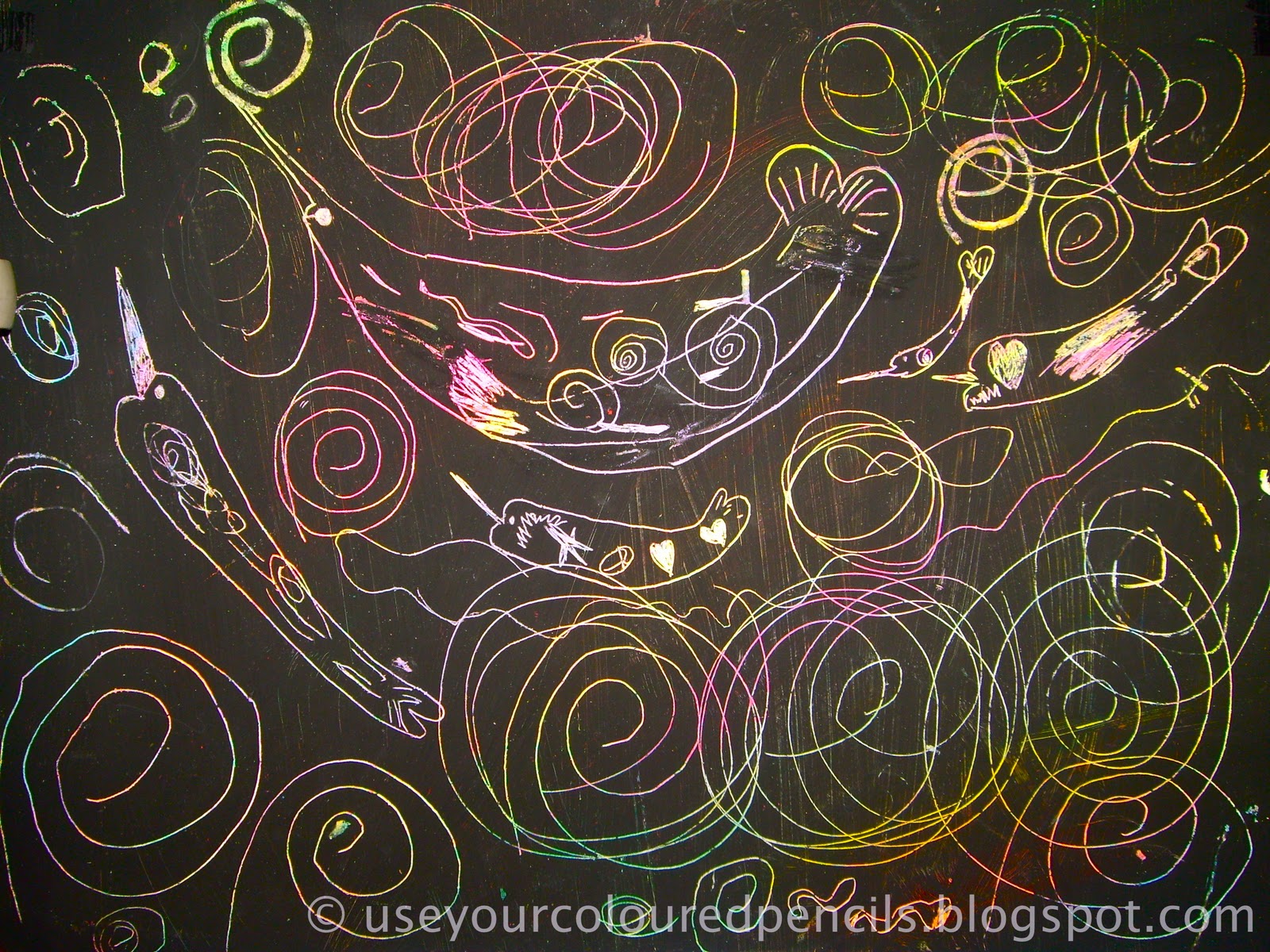 Use Your Coloured Pencils: Scratch Art Whales