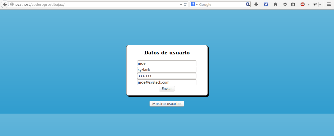 Coderopro Ingresar Y Obtener Información De Base De Datos Con Php A Través De Ajax