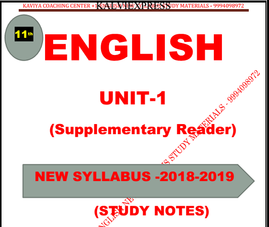 11-ENGLISH-SUPPLEMENTARY READER UNIT-1-FULL NOTES ( NEW SYLLABUS 2018 ...