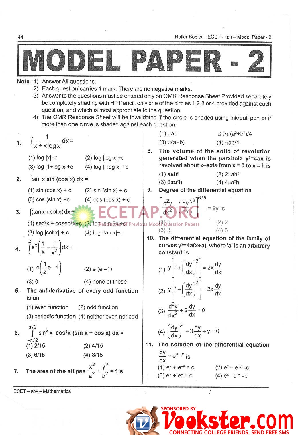 ECETAP - 2016, Previous, Model Papers, Question Papers EEE,ECE,SCE ...