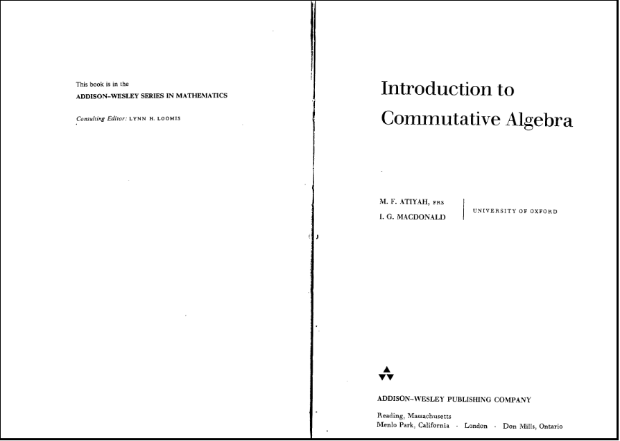 Introduction to Commutative Algebra - M. Atiyah, I. Macdonald ~ Best ...