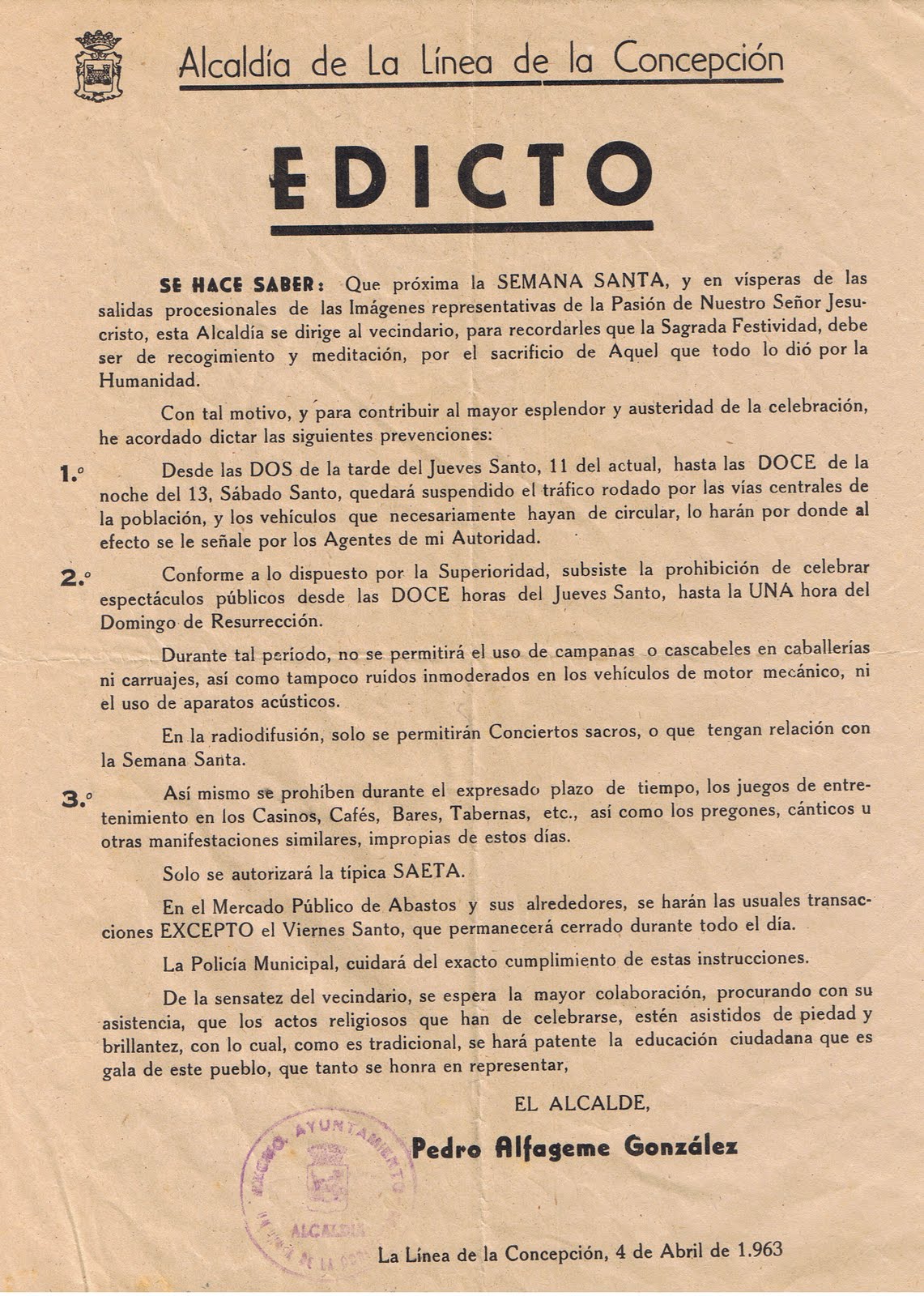 Documentos de La Línea de la Concepción: Edicto para la Semana Santa de ...