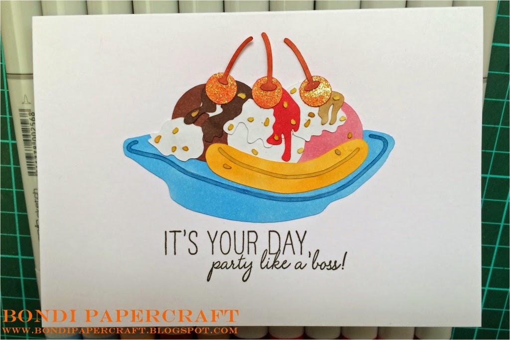 Bondi Papercraft: Banana split birthday card