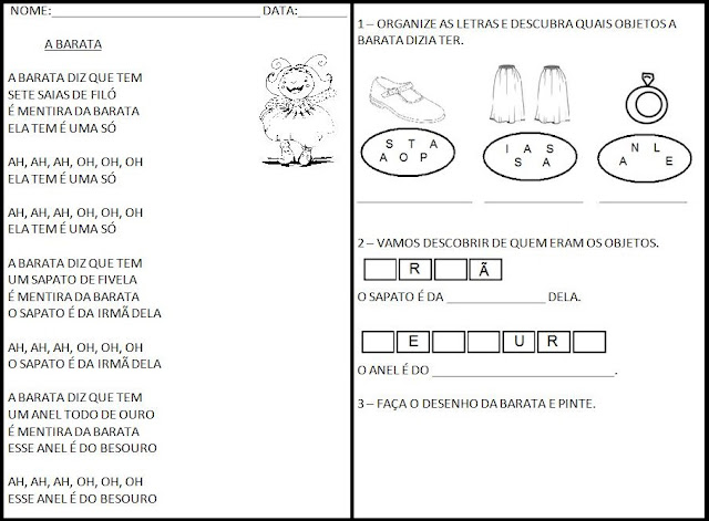 A Barata diz que tem - Atividades para Imprimir - SÓ ESCOLA