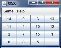 Program & Technology: Java program to design a GUI based 15 puzzle game