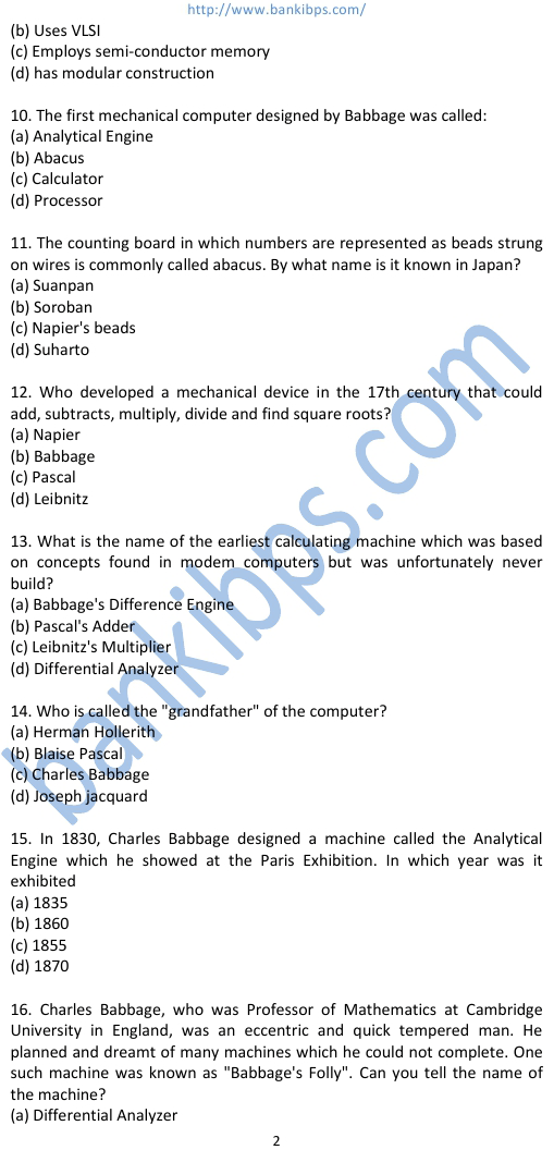 Computer Questions And Answers For Bank Exams Computer Questions And Answers For Bank Exams