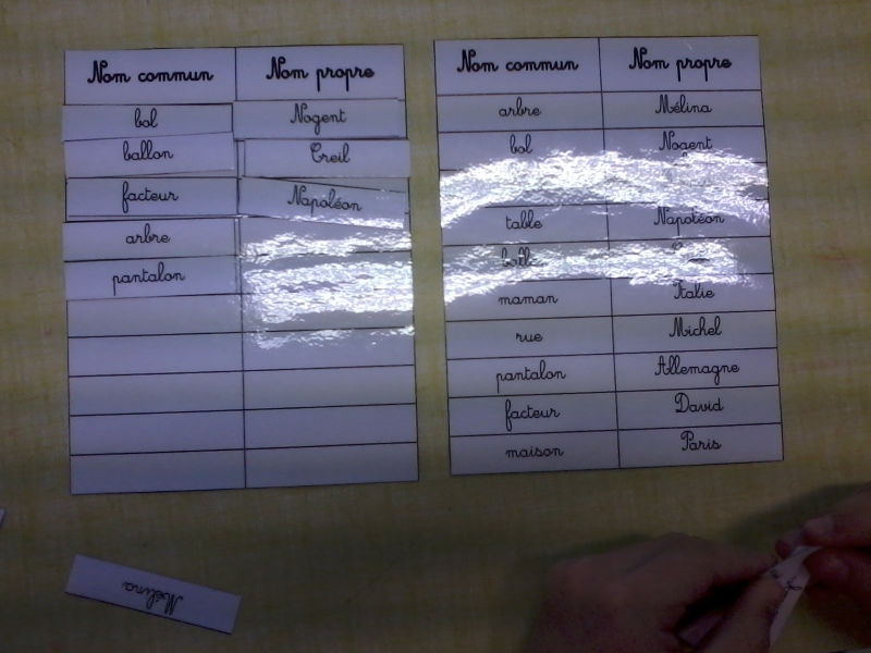 En classe avec Montessori: Grammaire CP/CE1 : le nom