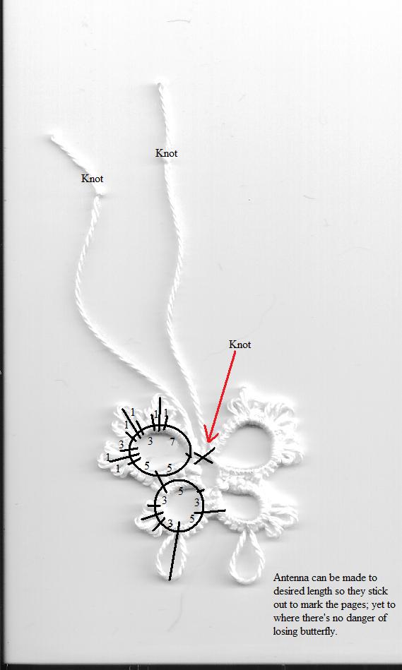 Beya's Backyard Tatting: Simple Single Shuttle BUTTERFLY Bookmark