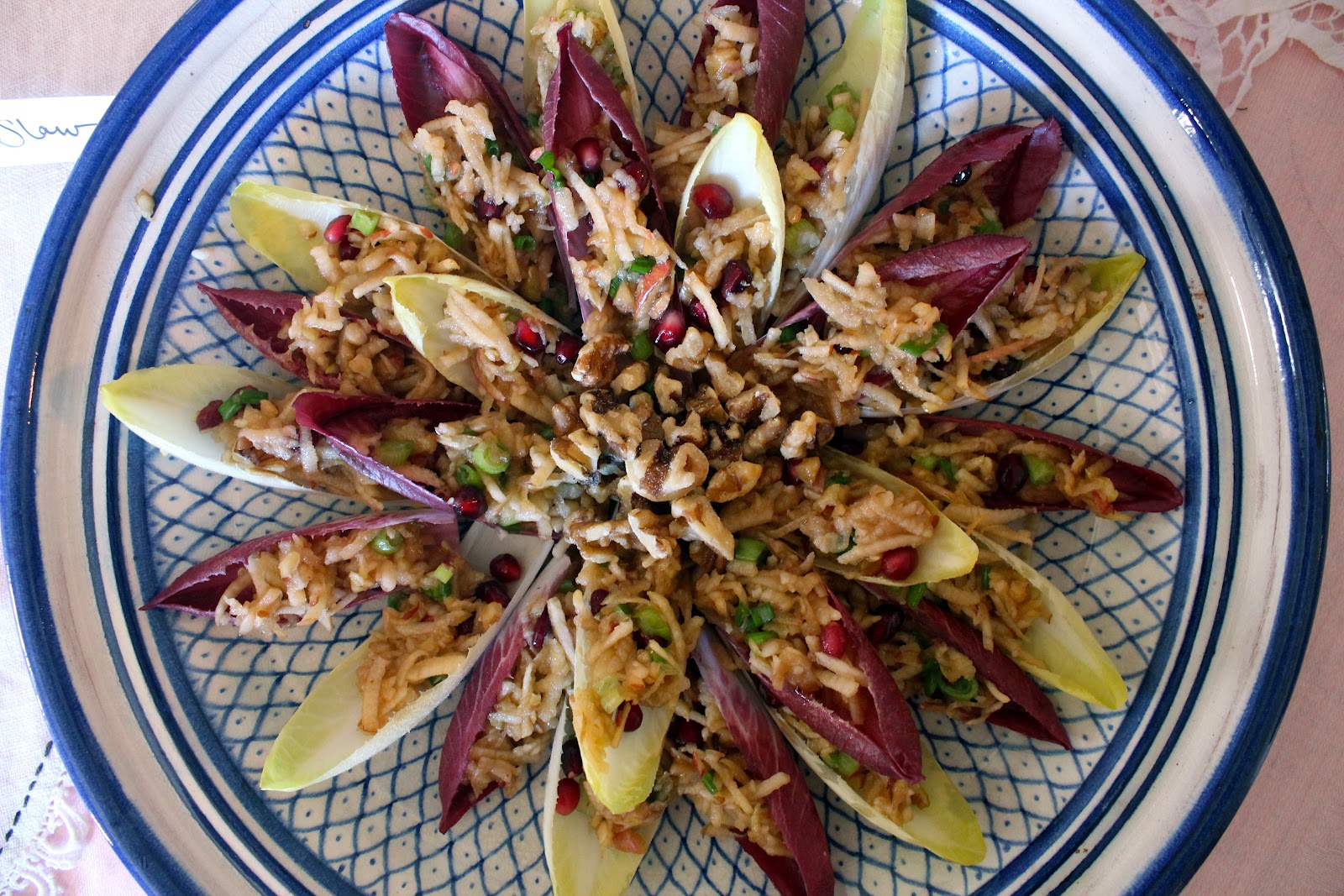 Carey On Lovely: Apple Pomegranate Slaw in Endive