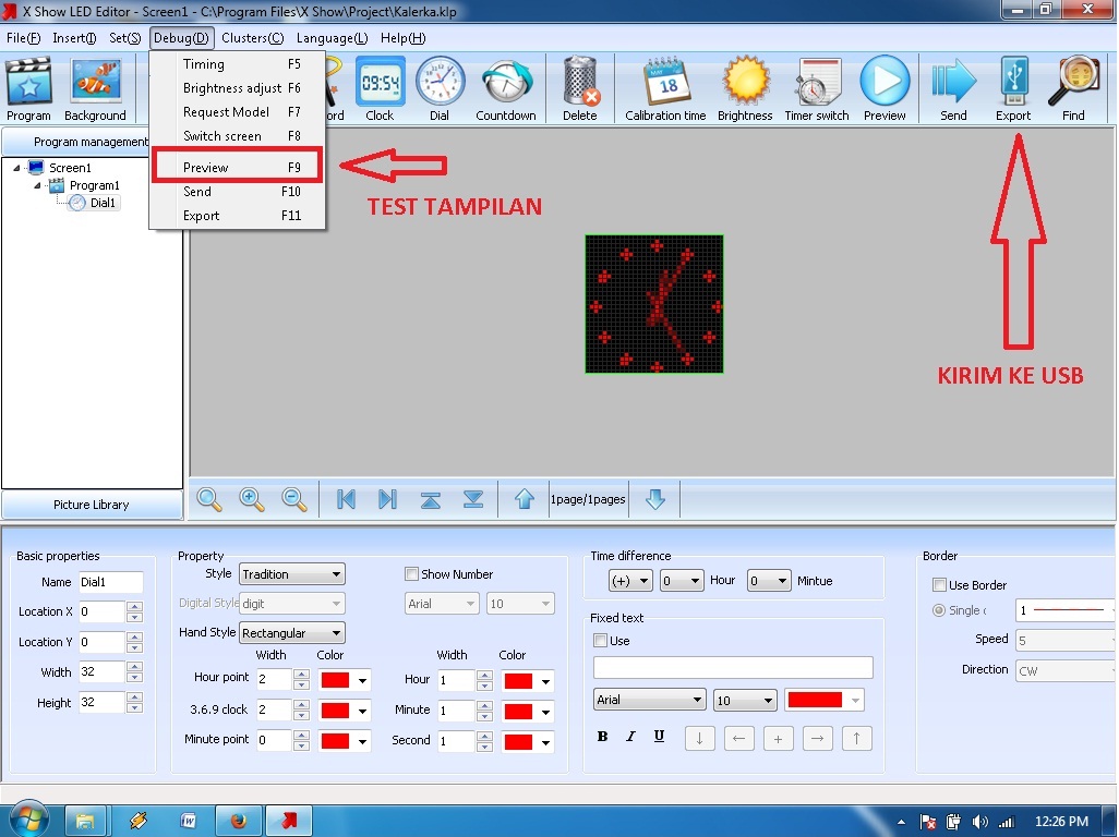 Membuat Jam dan Running Text