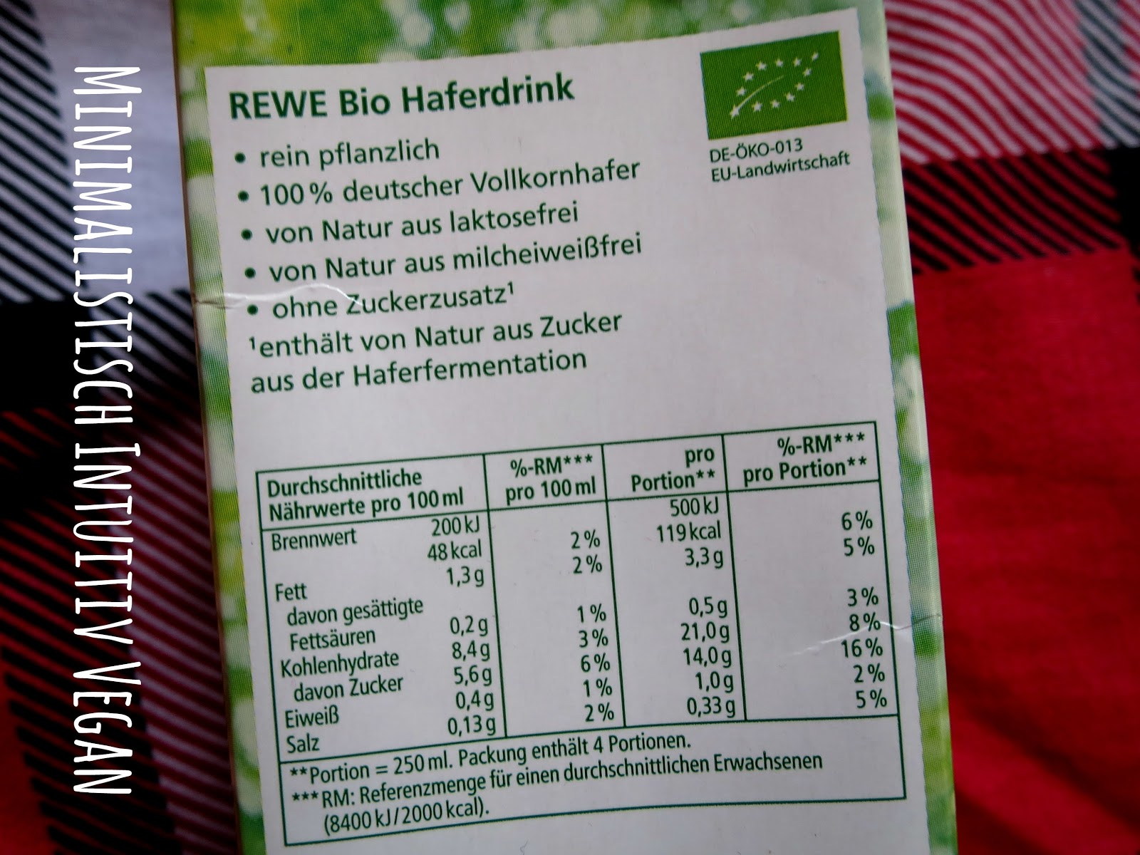 Die Milch macht's - Haferdrink Rewe Bio - Minimalistisch Intuitiv Vegan