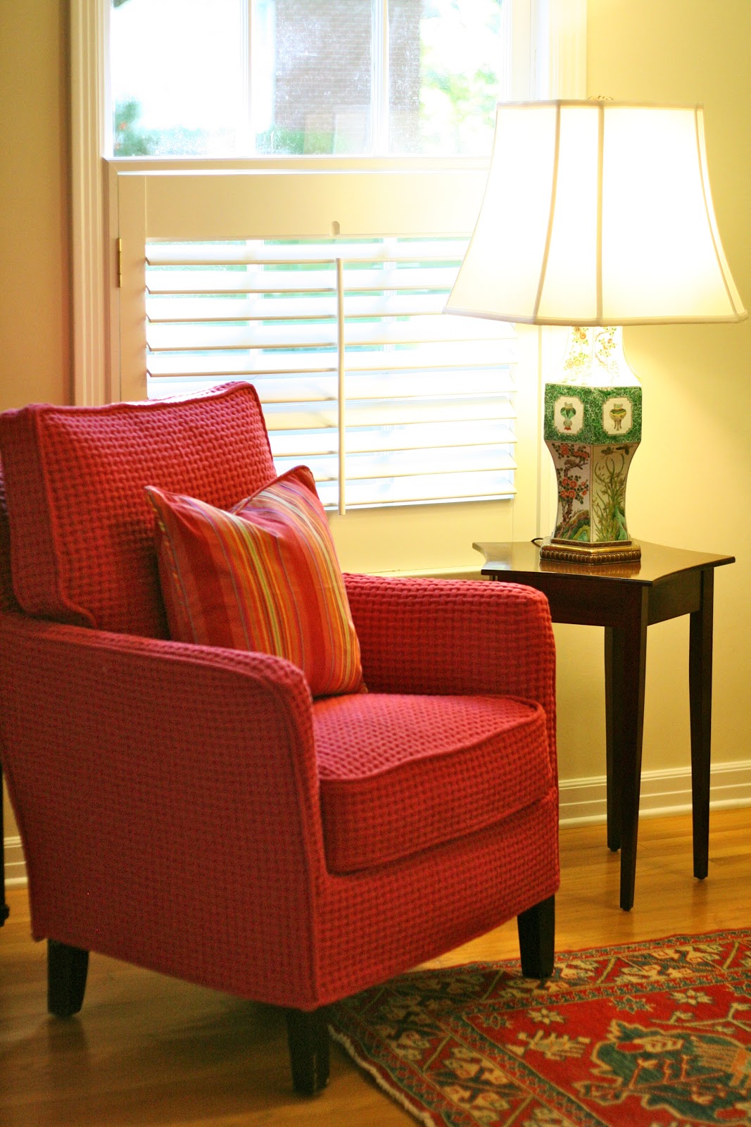 Custom Slipcovers by Shelley: Red Basket Weave Chair