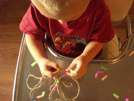 Toddler day 3 stringing straws |For what it's worth
