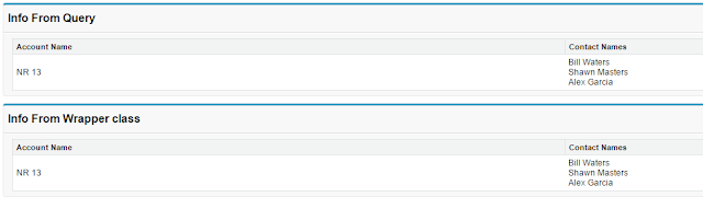 how to display two objects fields in visualforce page by using wrapper class?