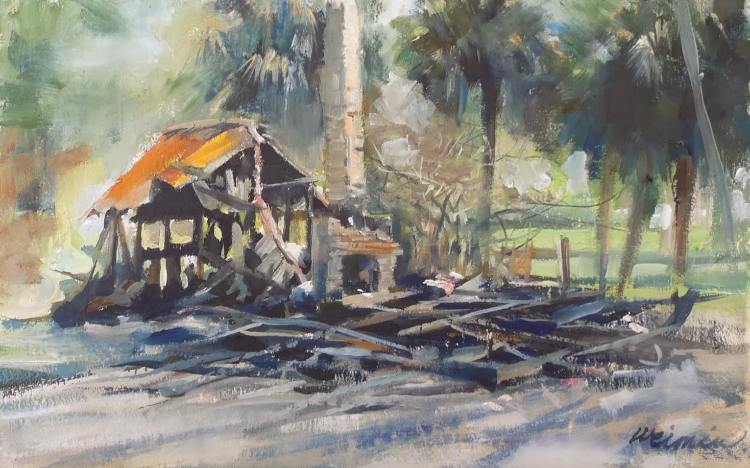 Weimin Mo - Artist of Sunshine: En Plein Air: A Burnt Down Farmhouse in ...