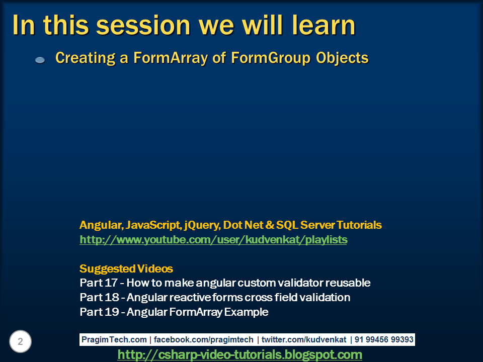 Sql Server Net And C Video Tutorial Creating Formarray Of Formgroup Objects In Angular Slides 9620