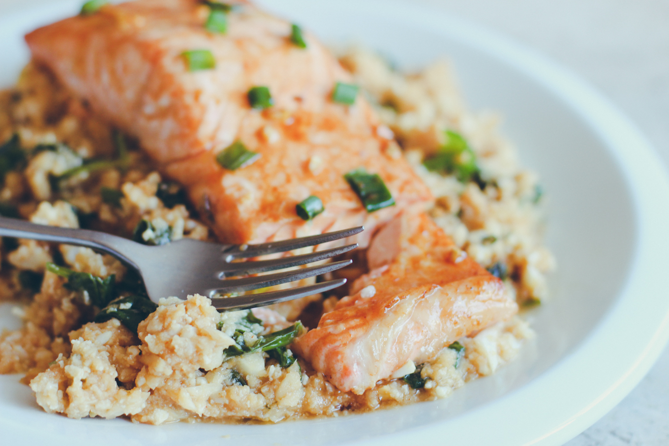 Ginger Garlic Salmon with Cauliflower Rice
