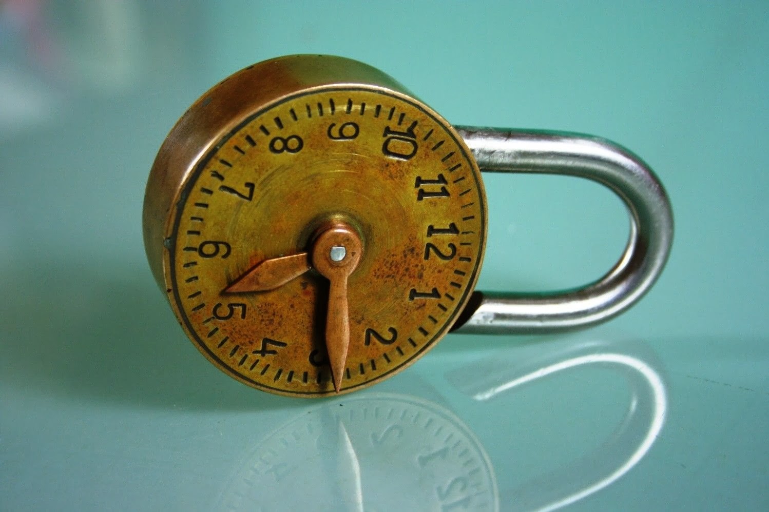 RestraintsBlog: Antique Clock Face 2 Hands Combination Padlock, c.1900