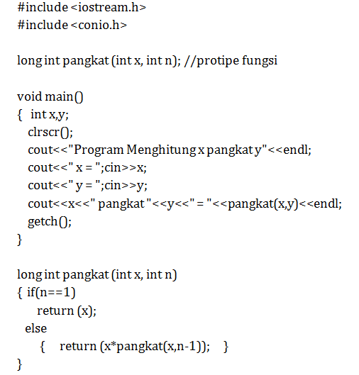 Dasar Pemrograman Komputer: Menghitung Nilai x pangkat n dengan Fungsi Rekursif