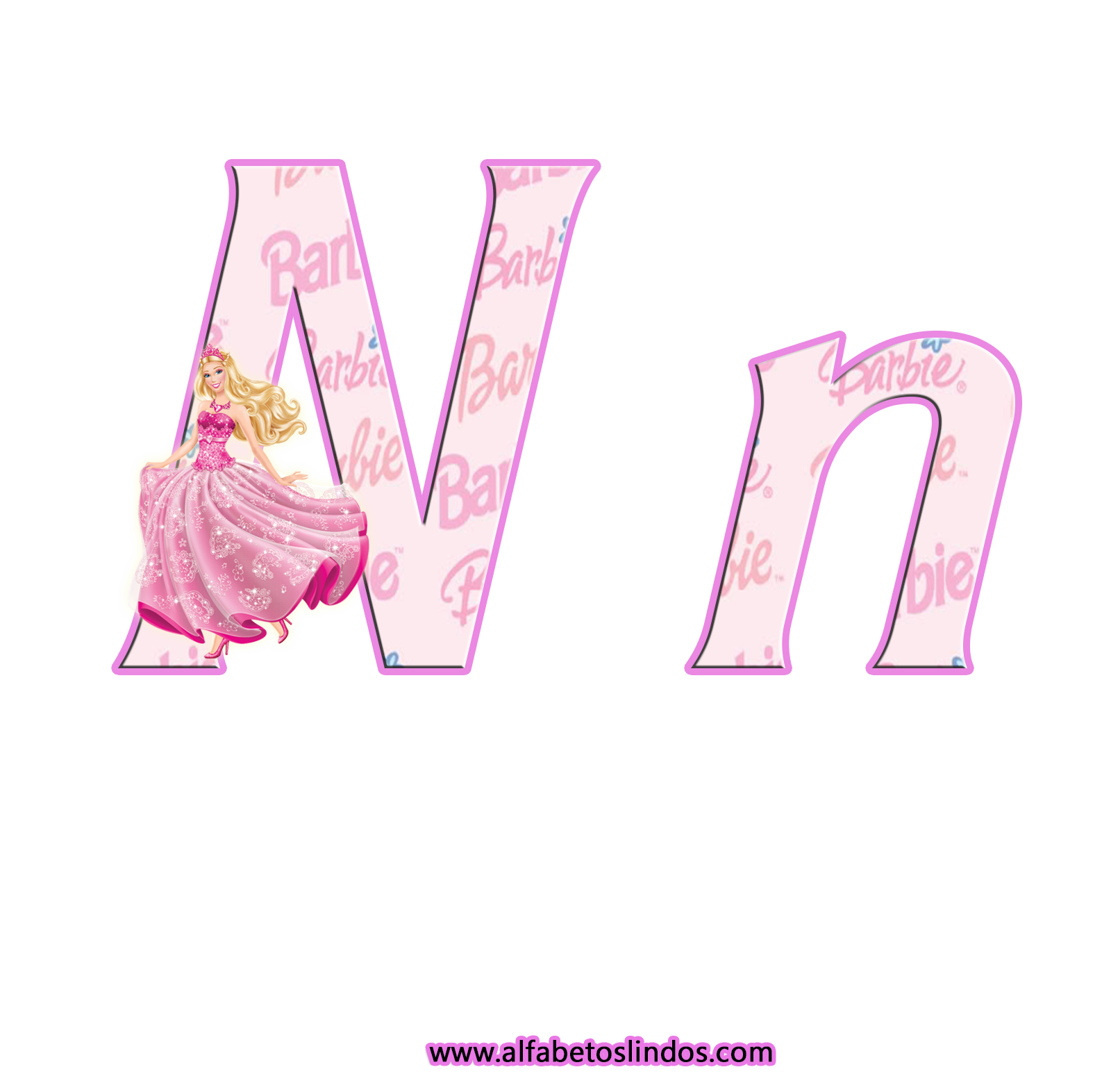 Alfabeto da Barbie rosa em PNG com fundo transparente!-ALFABETOS LINDOS