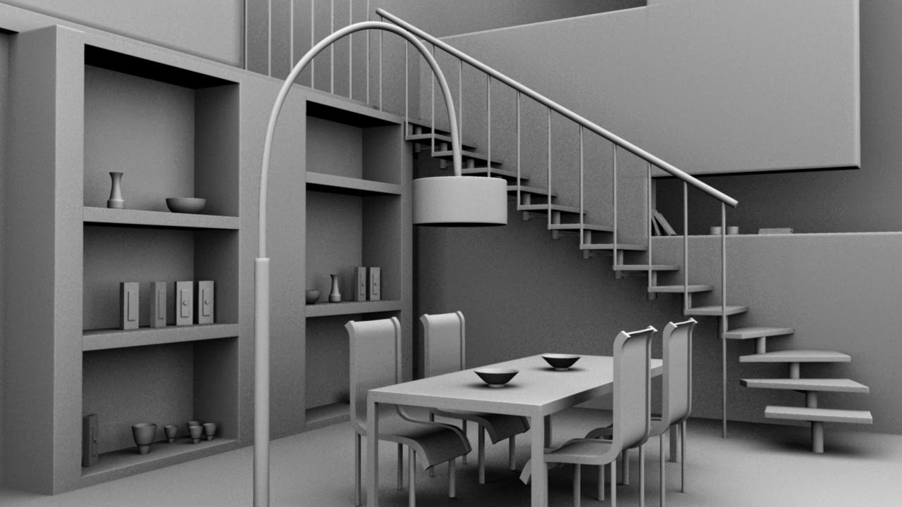 3D Models In Autodesk Maya: Interior Dining Area