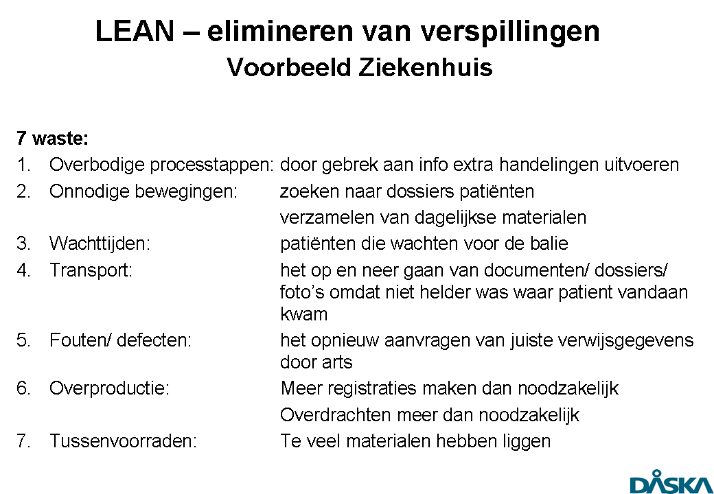 Lean management technieken - 7 verspillingen