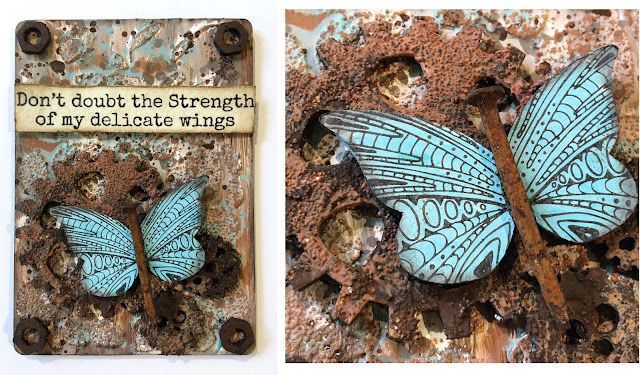 ATC with New Texture Sand Paste by Melina Dahl - That's Crafty!