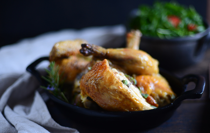 Lemon & Vanilla: Roasted butterflied chicken / Frango assado no forno.