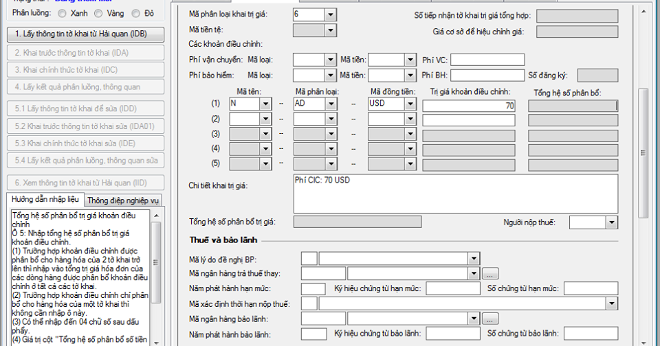 HƯỚNG DẪN CÁCH KHAI BÁO HẢI QUAN PHÍ CIC, PHÍ D/O, PHÍ THC, PHÍ VỆ SINH ...