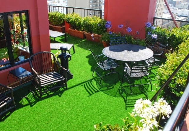 Artificial Green Grass For Balcony And Terrace Easy To Clean And Open Houzz Home