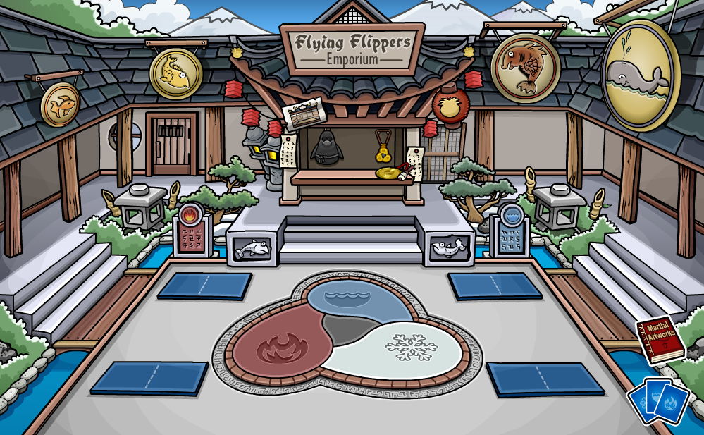 club penguin: patio del dojo