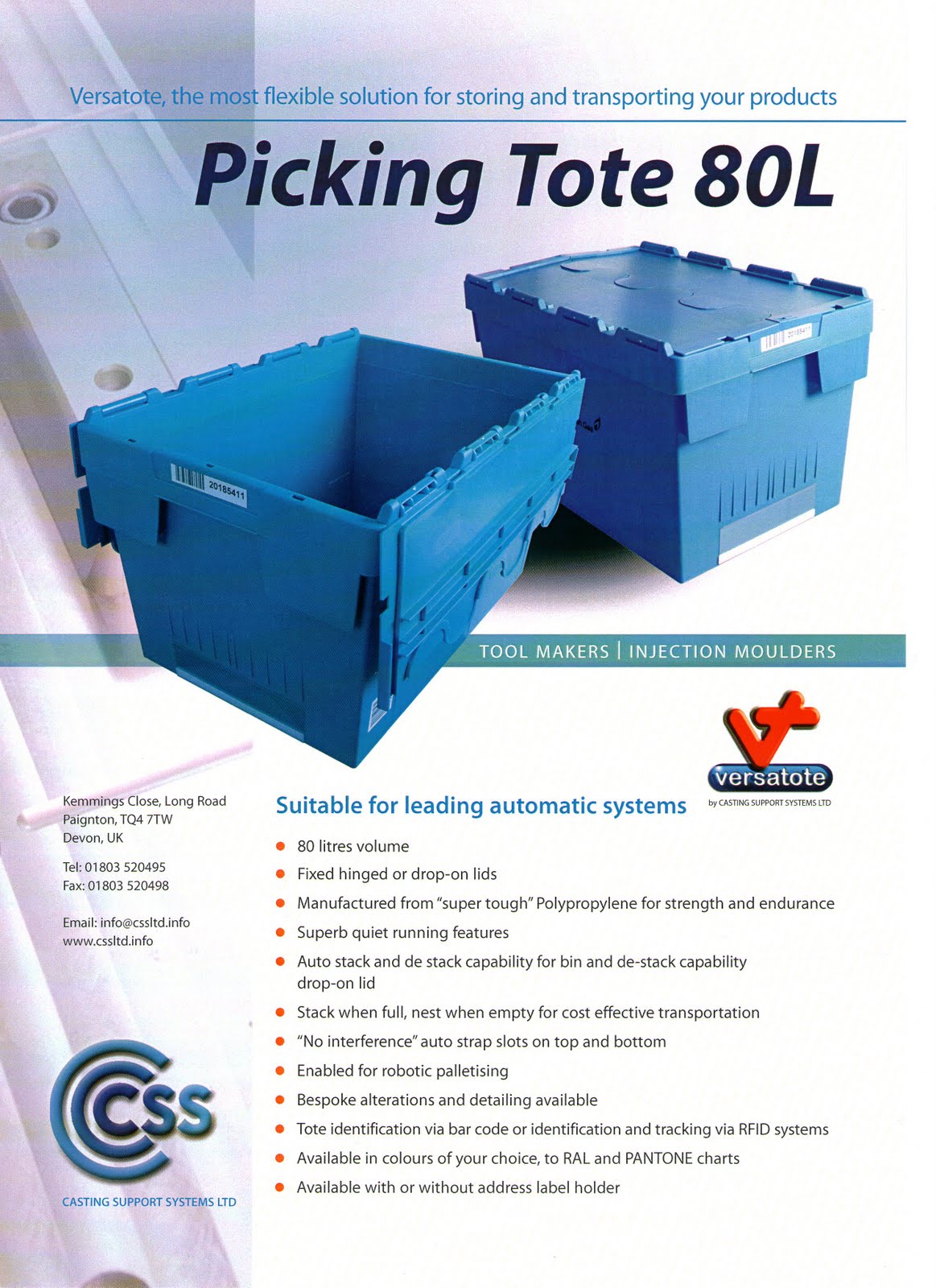 Plastic boxes: New 80 Litre Attached Lid Container