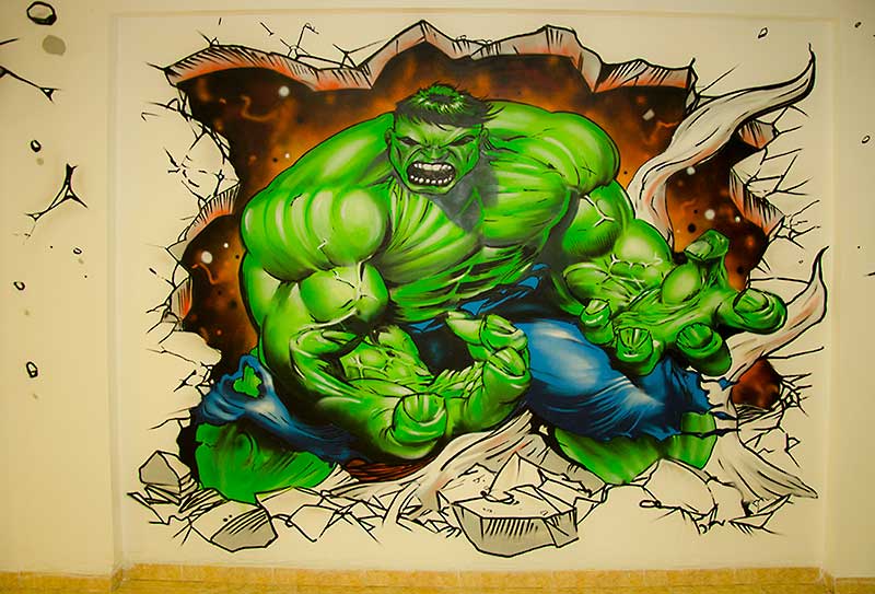 Berok Graffiti mural profesional en Barcelona: Marvel comics graffiti