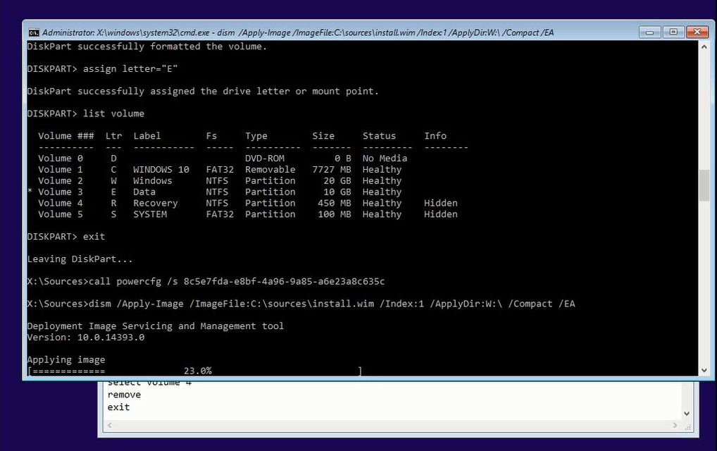 test: Sử dụng Command Prompt cài đặt Windows 10 trực tiếp từ bộ cài ...