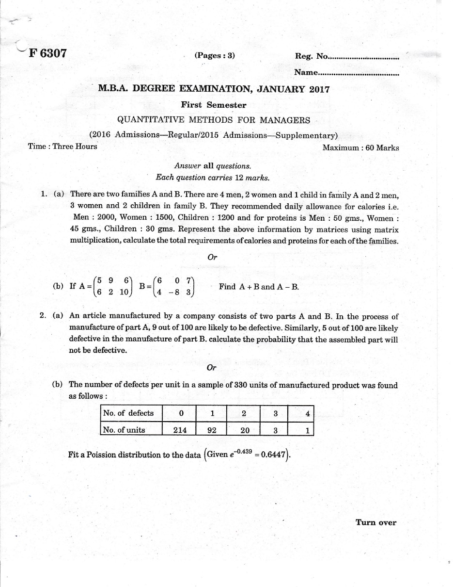 MARIAN LIBRARY: M G UNIVERSITY MBA 1st SEM (QUANTITATIVE METHODS FOR ...
