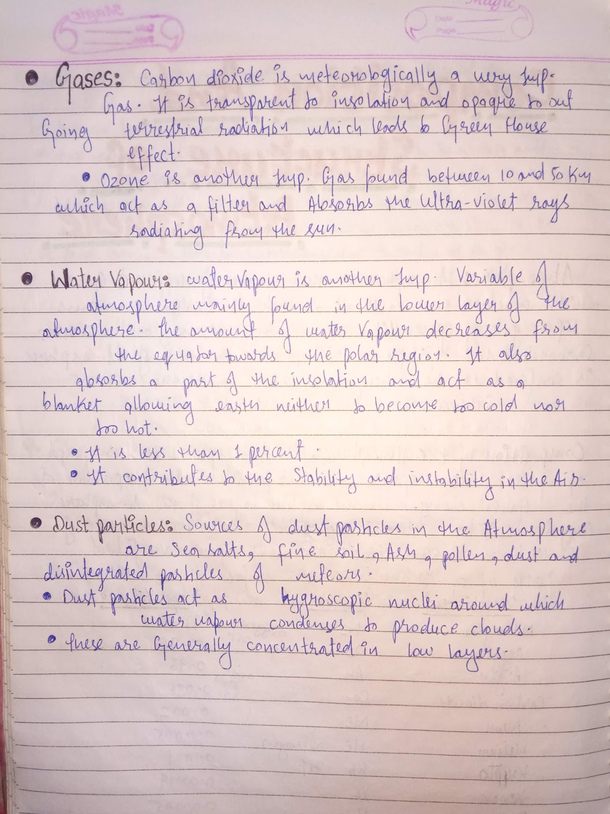 Handwritten Notes Of Composition And Structure Of Atmosphere Class