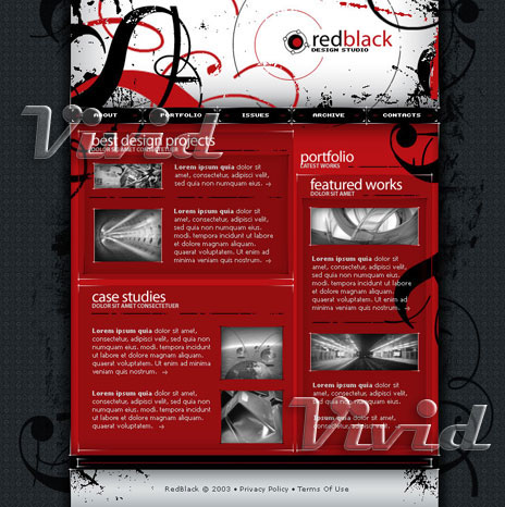 Red Black Website Template - Vivid Frames