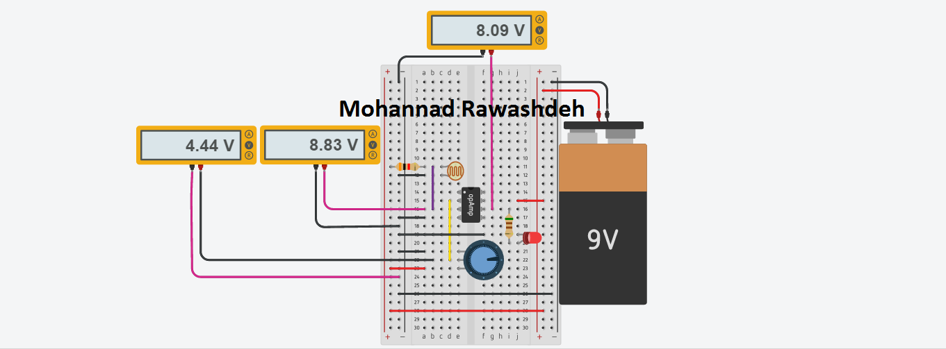 Operational Amplifier 741 with LDR light comparator circuit - M.B Raw