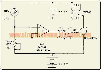 Simple Adjustable Threshold Temperature Alarm Circuit Diagram ...