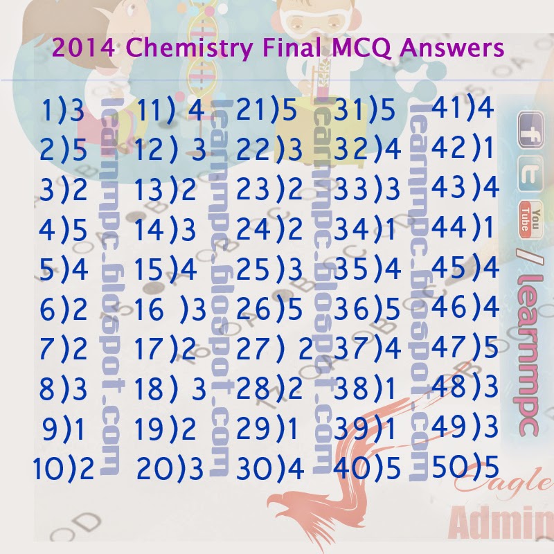 Advanced level 2014 MCQ Answers Chemistry