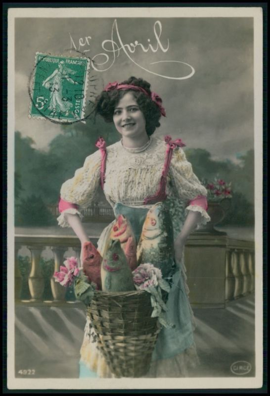 27 April Fools' Day Postcards of the 1910s Featuring Lucky Fish Pretty ...