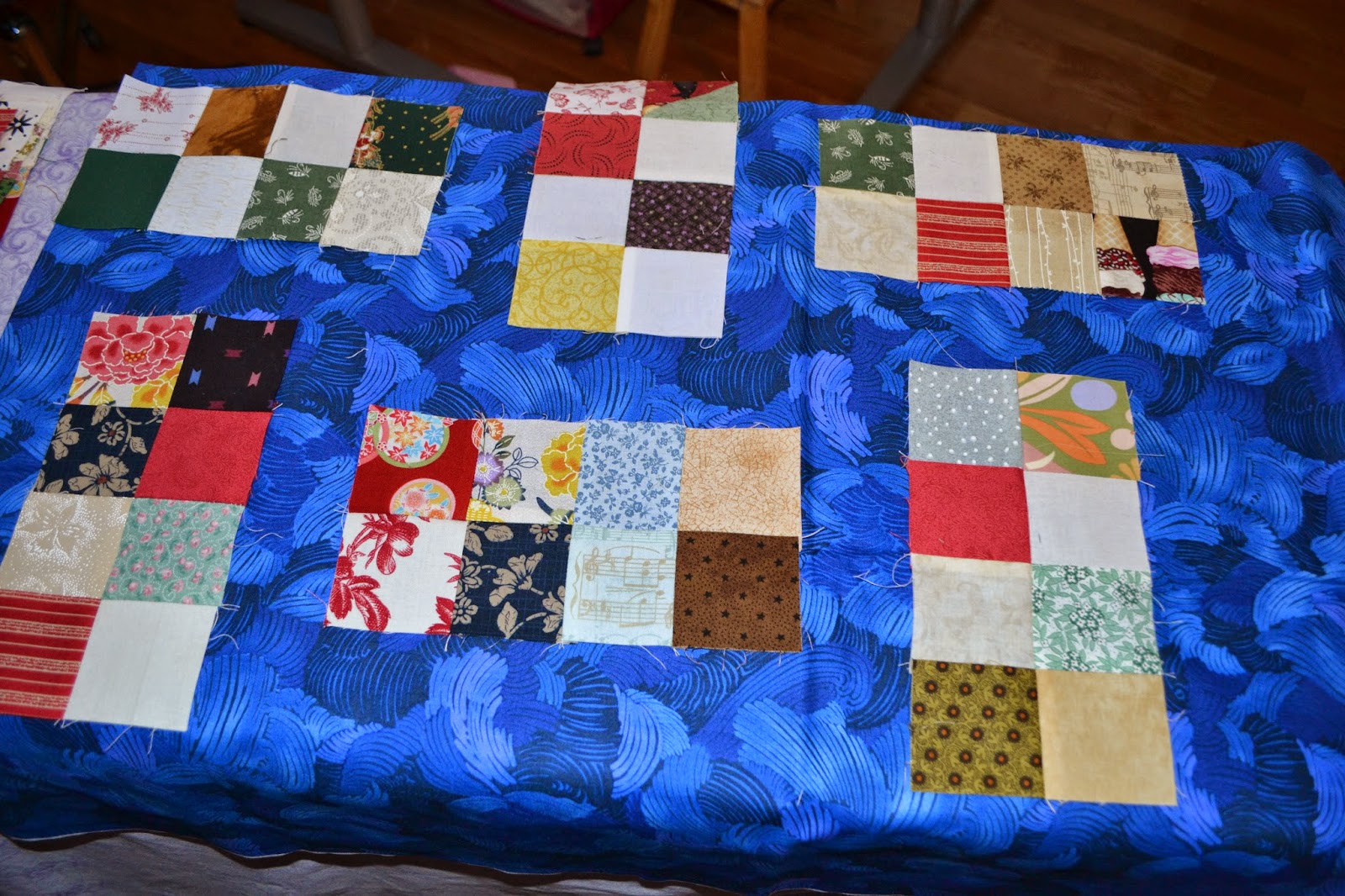 Auditioning Sashing for a Scrappy Quilt