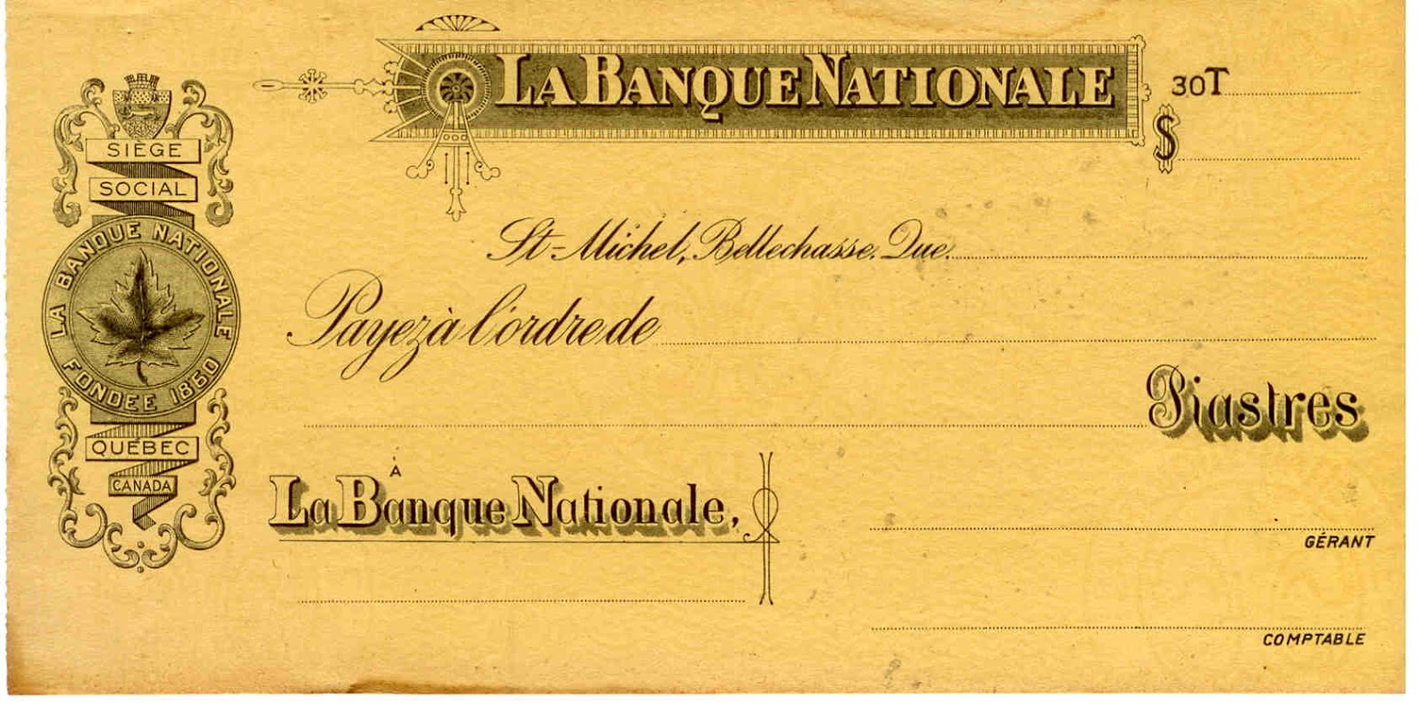 Le carnet du flâneur: Grand chèque en piastres