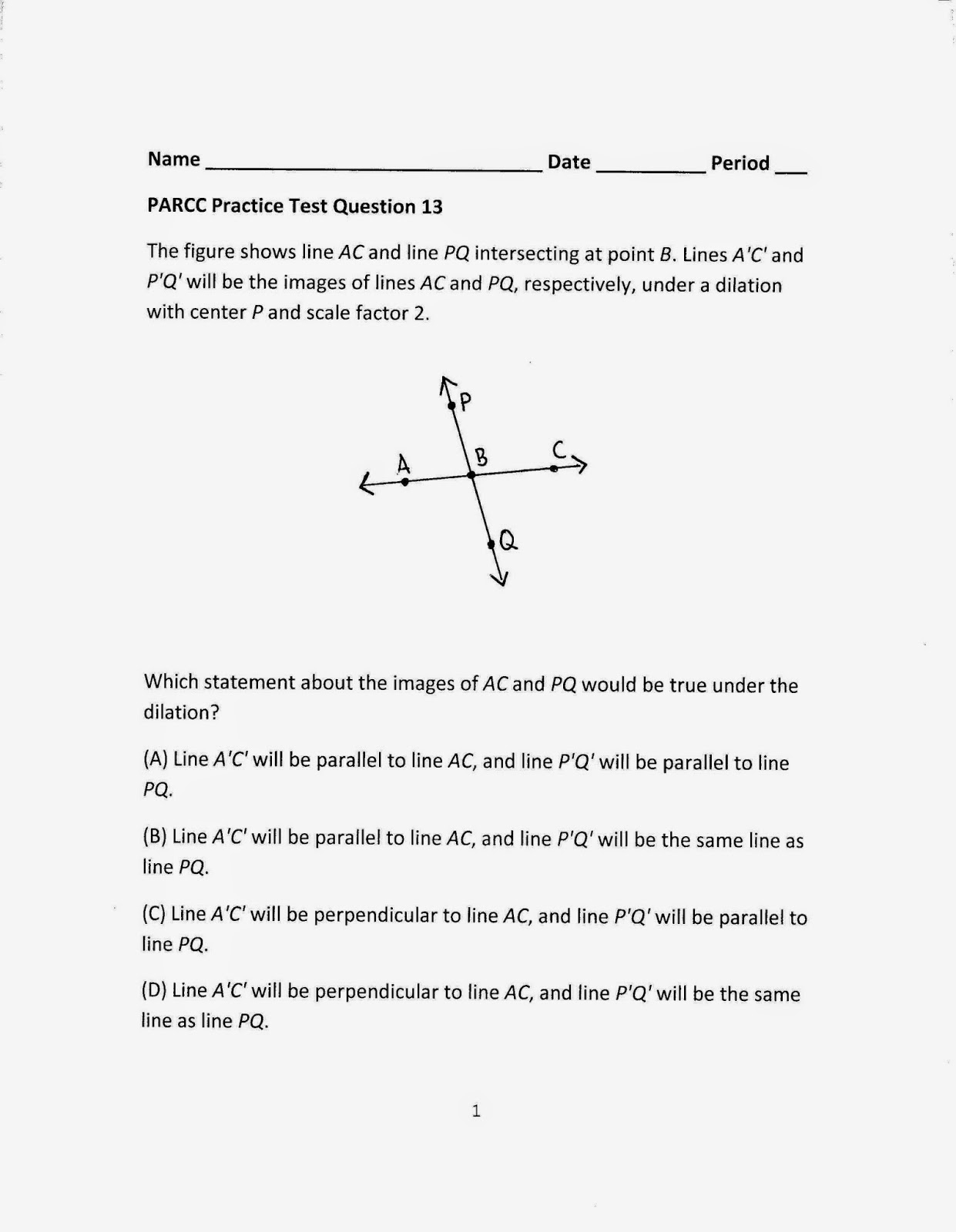 Geometry, Common Core Style: PARCC Practice Test Question 13 (Day 158)