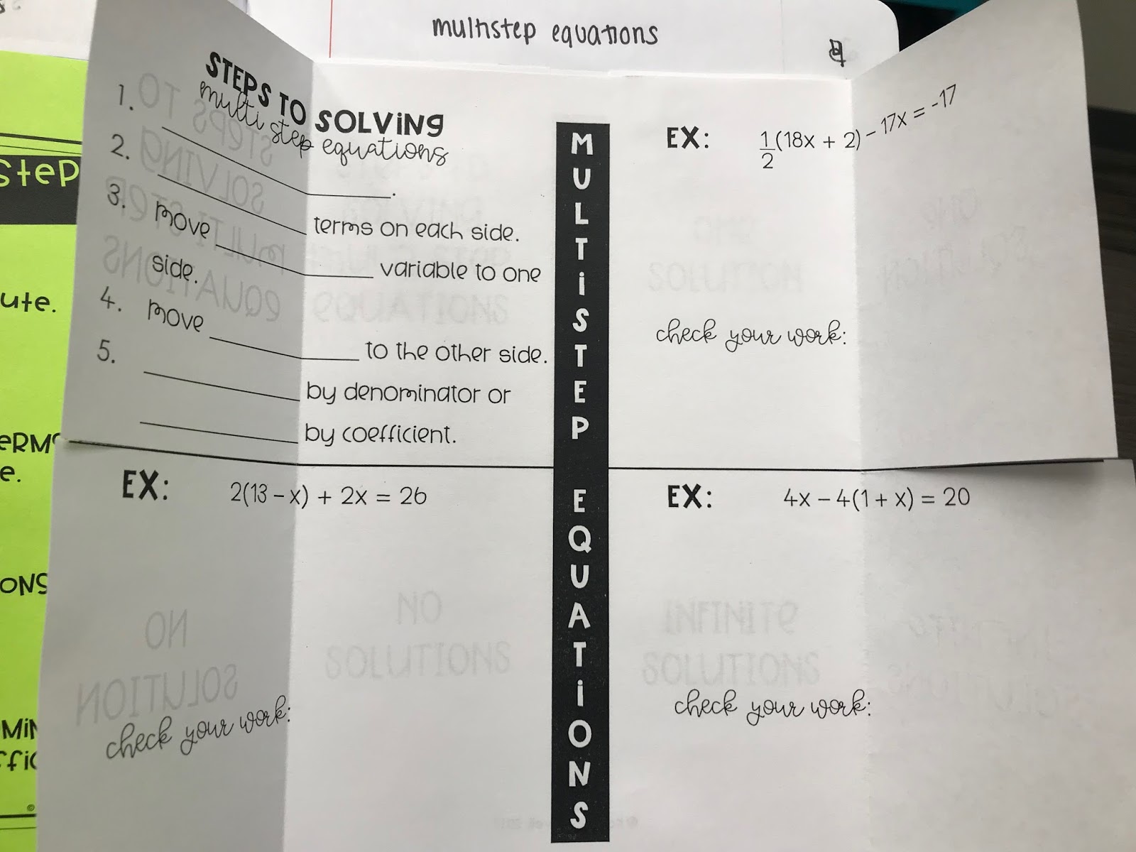 Multi Step Equations INB | Mrs. Newell's Math