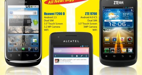 Sundroid – Sun Plan 350 offers Alcatel Glory 2, Huawei Y200 D and ZTE V790
