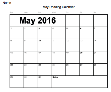 Mrs. Coulon's Class Blog: May Reading Calendar
