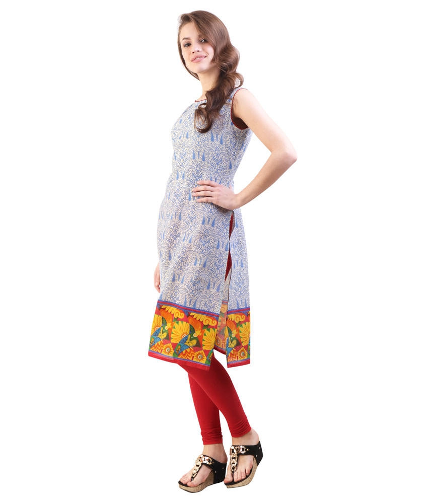 Libas Blue Cotton Straight Kurti | Sach Online Store